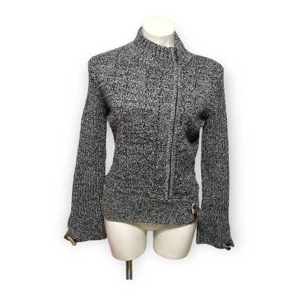 NILS | Sweaters | Nils Sportswear Black And White Marled Moto Zip ...